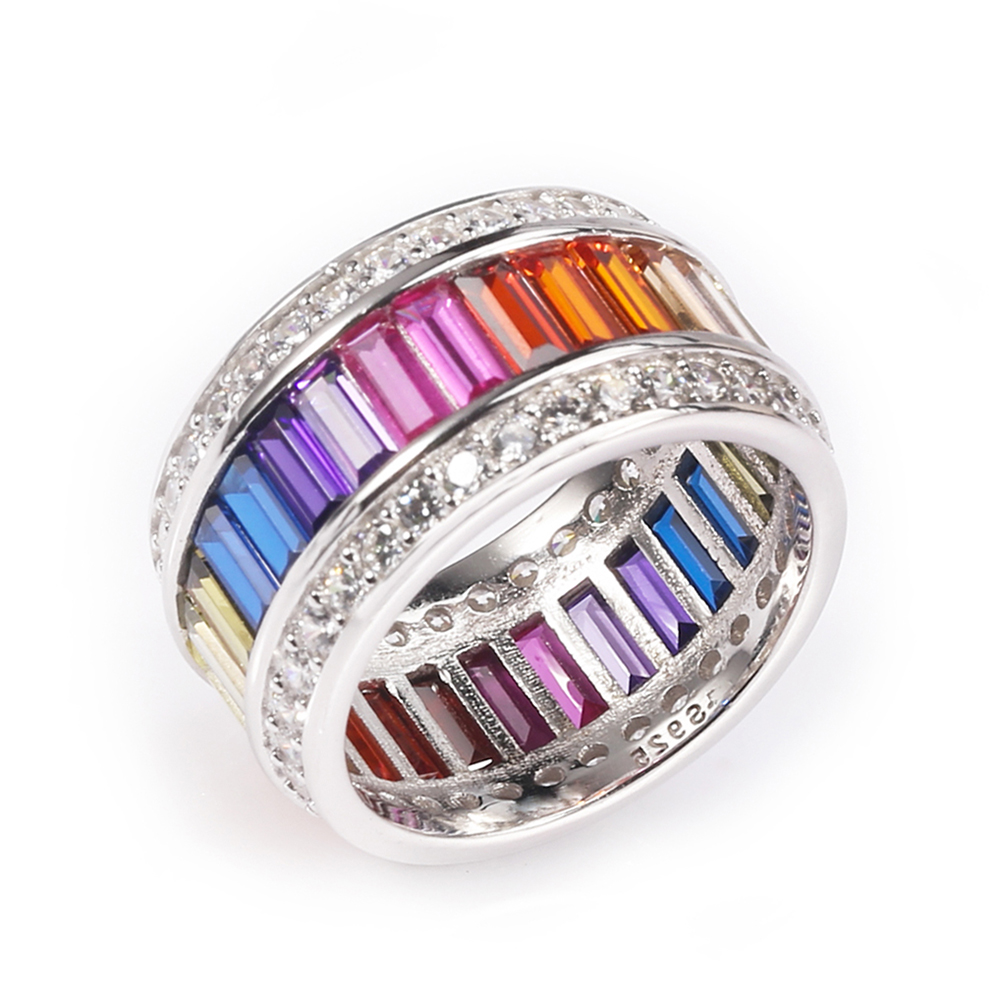 sterling silver rainbow ring - wide round design | EnvyHer ...